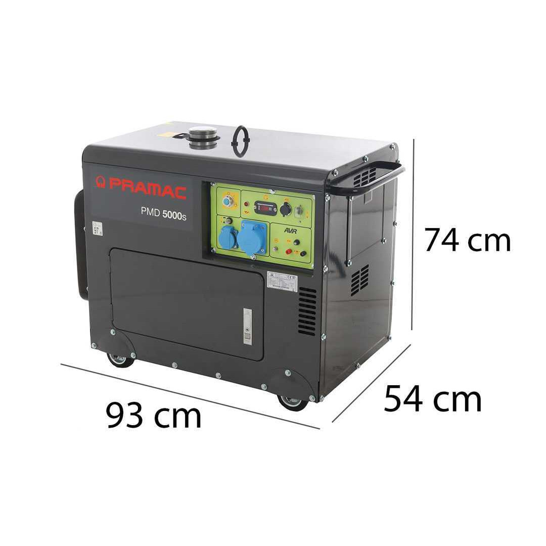 Pramac Silenced PMD5000s single-phase diesel generator 4.2 kW - With wheels
